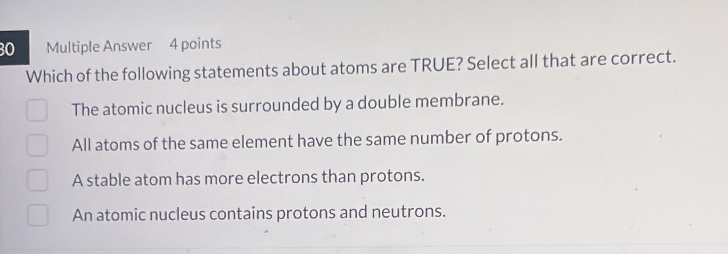 Solved 30Multiple Answer 4 ﻿pointsWhich of the following | Chegg.com