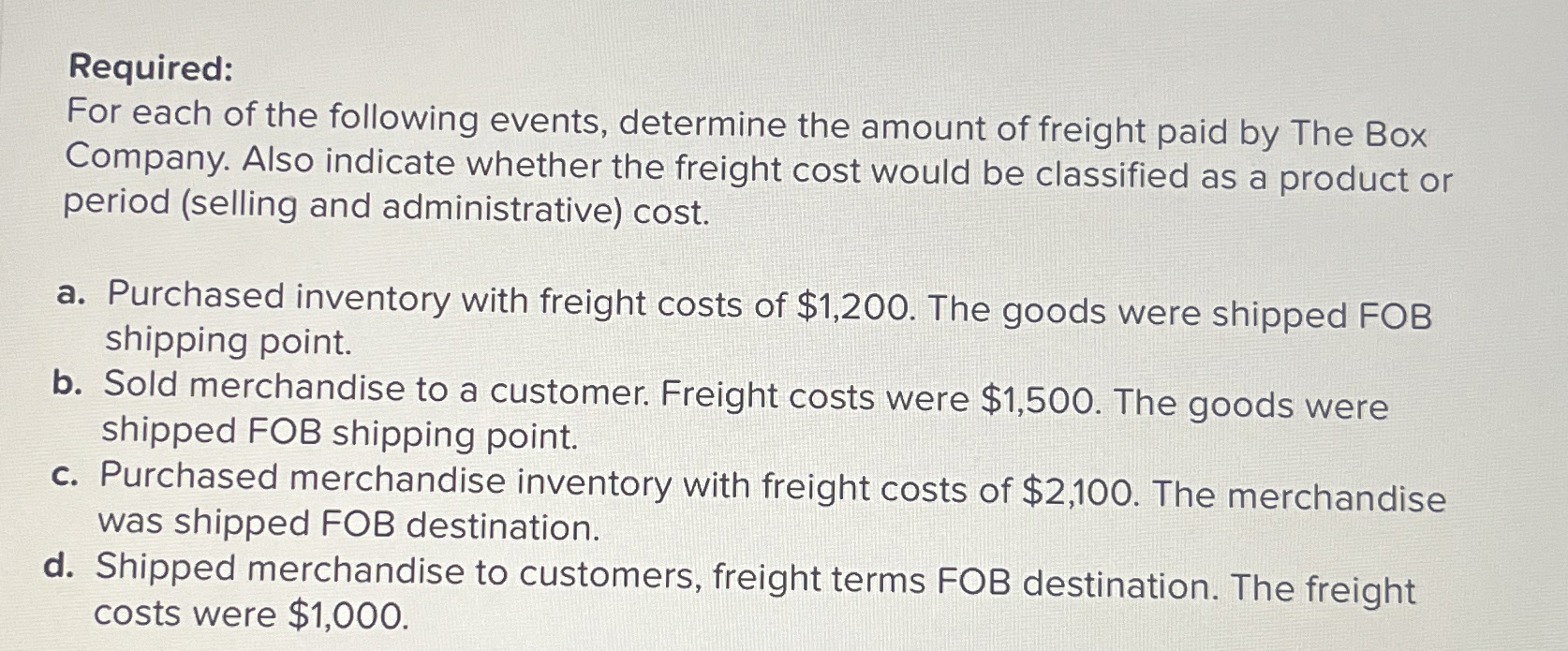 Solved Required:For each of the following events, determine | Chegg.com