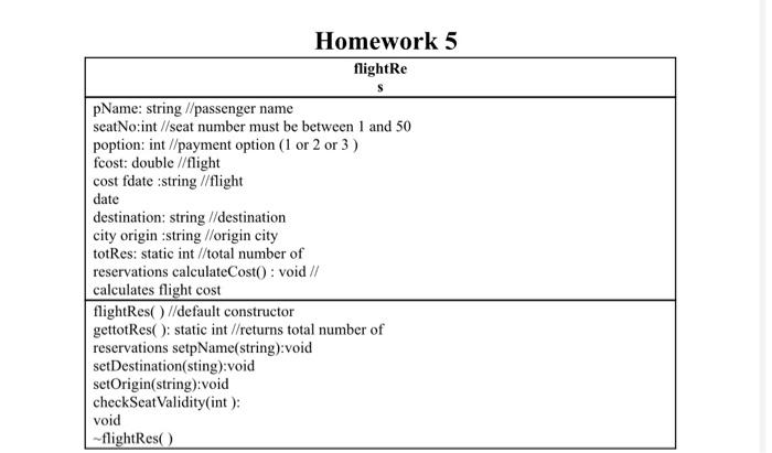 Solved Homework 5 Flightre Pname String Passenger Name 