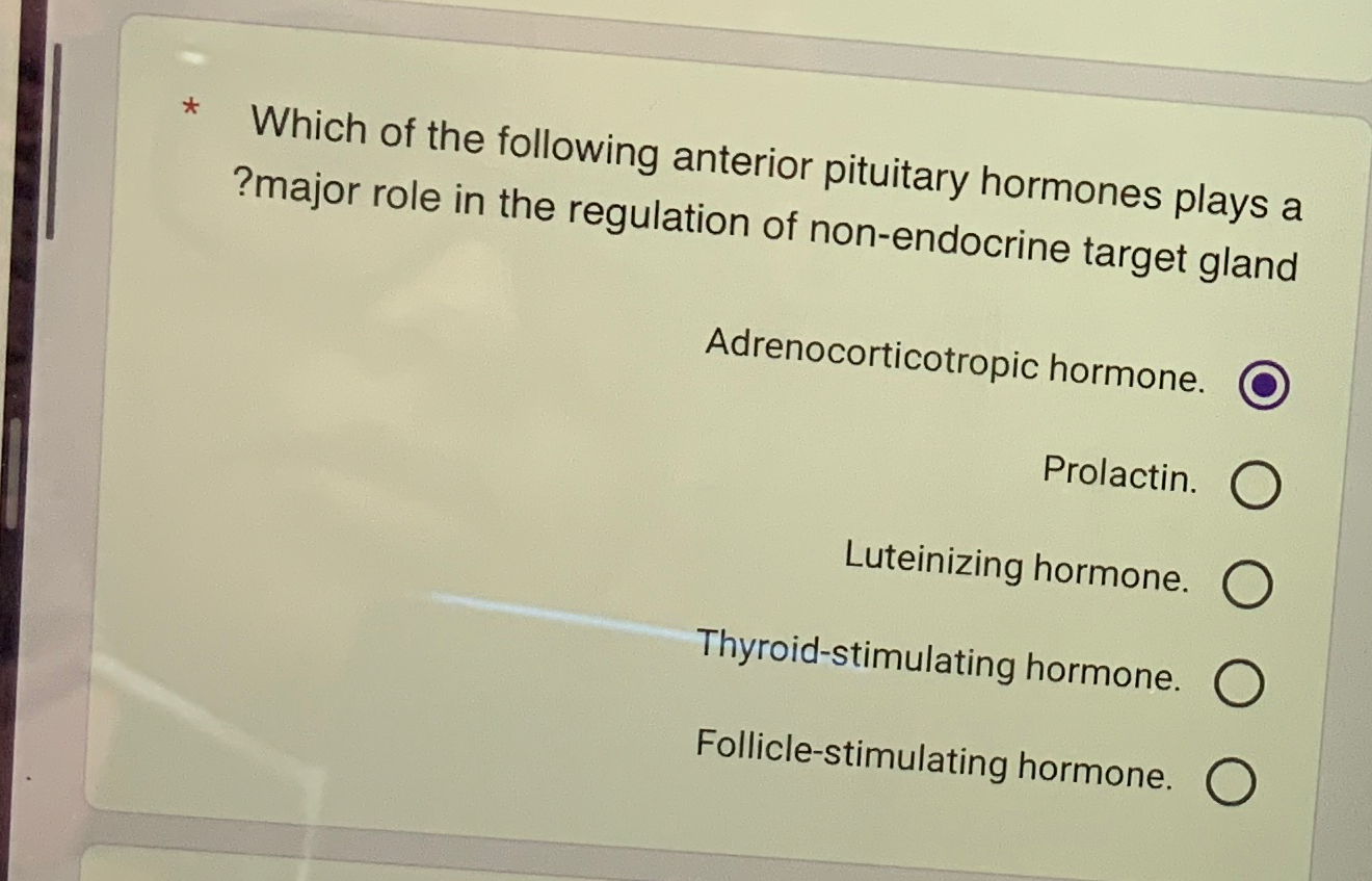 Solved Which of the following anterior pituitary hormones | Chegg.com