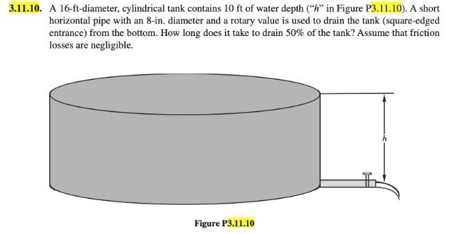 Solved 3.11.10. A 16-ft-diameter, cylindrical tank contains | Chegg.com
