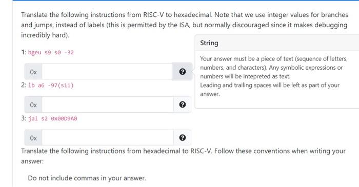 Solved Translate the following instructions from RISC-V to | Chegg.com