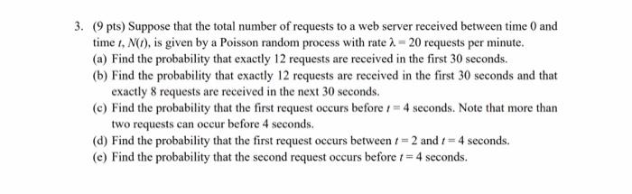 Solved 3. ( 9 pts) Suppose that the total number of requests | Chegg.com