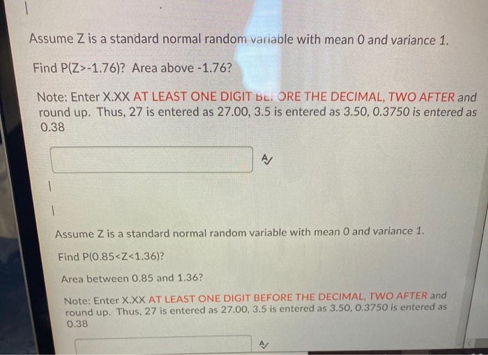 Solved Assume Z is a standard normal random variable with | Chegg.com