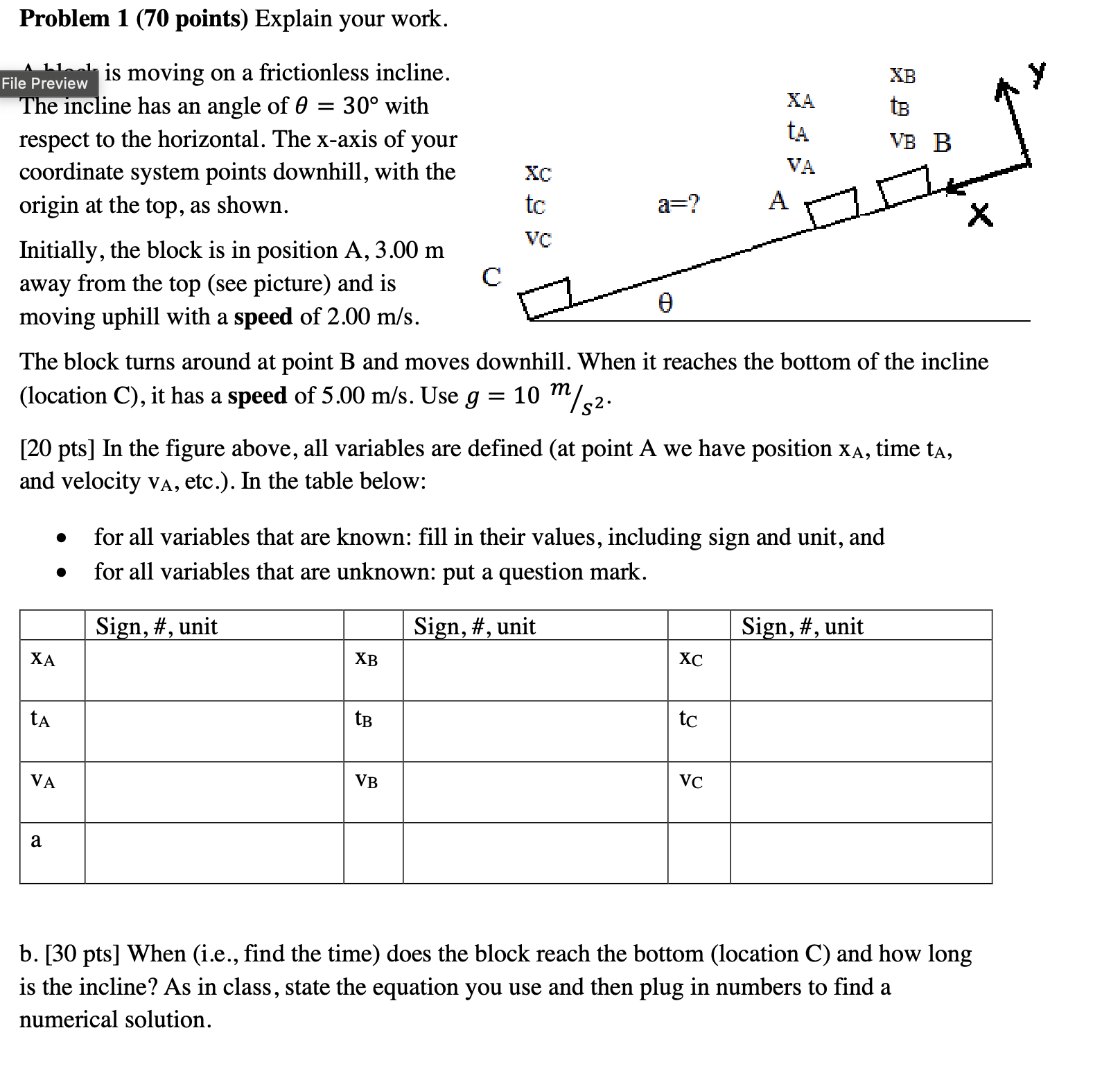 Solved Problem 1 (70 ﻿points) ﻿Explain your work.File | Chegg.com