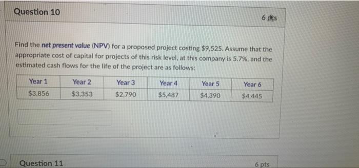 Solved Find the net present value (NPV) for a proposed | Chegg.com
