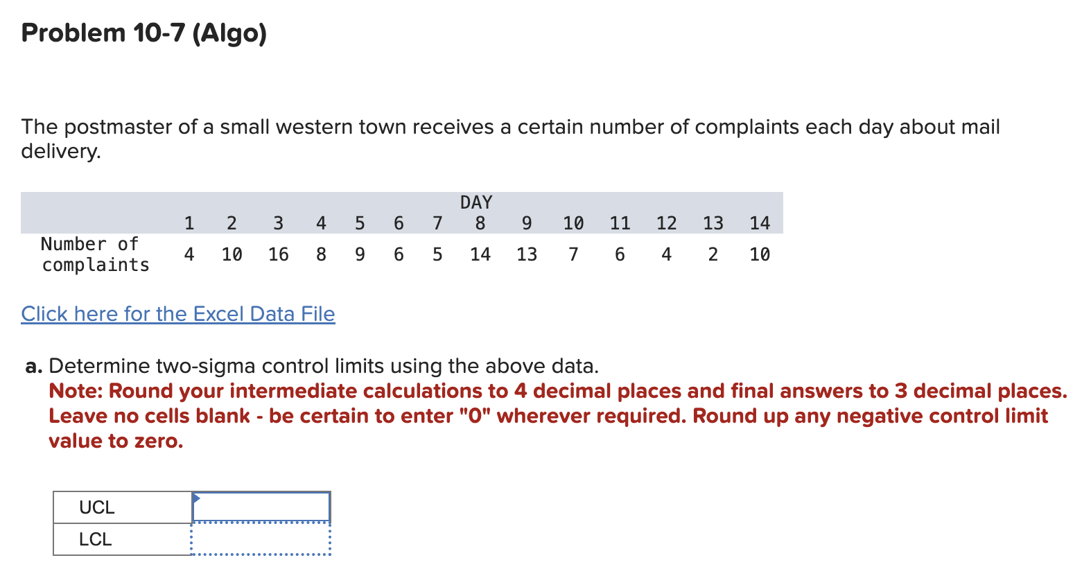 Solved Problem 10-7 (Algo)The postmaster of a small western | Chegg.com
