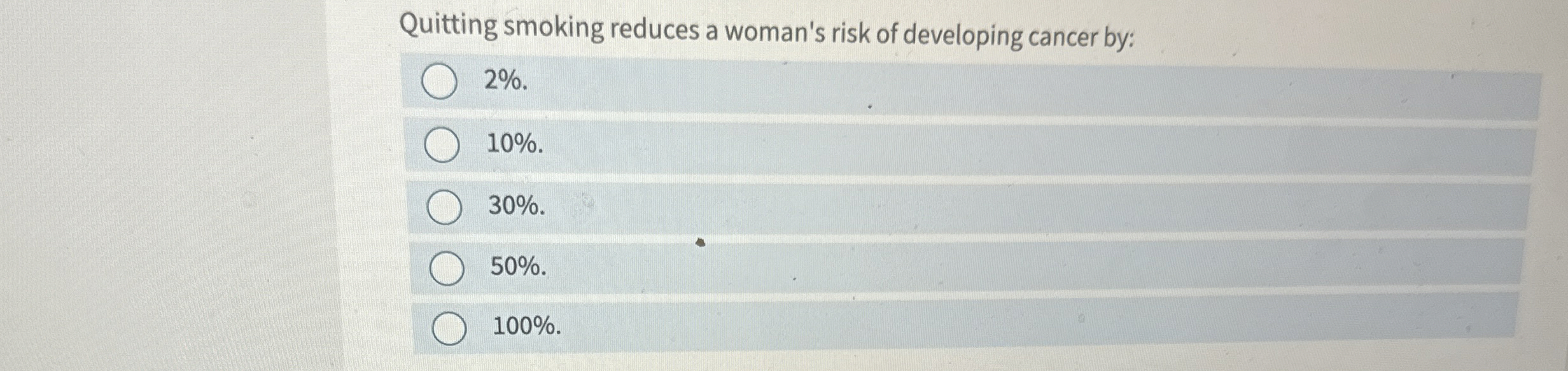 Solved Quitting smoking reduces a woman's risk of developing | Chegg.com