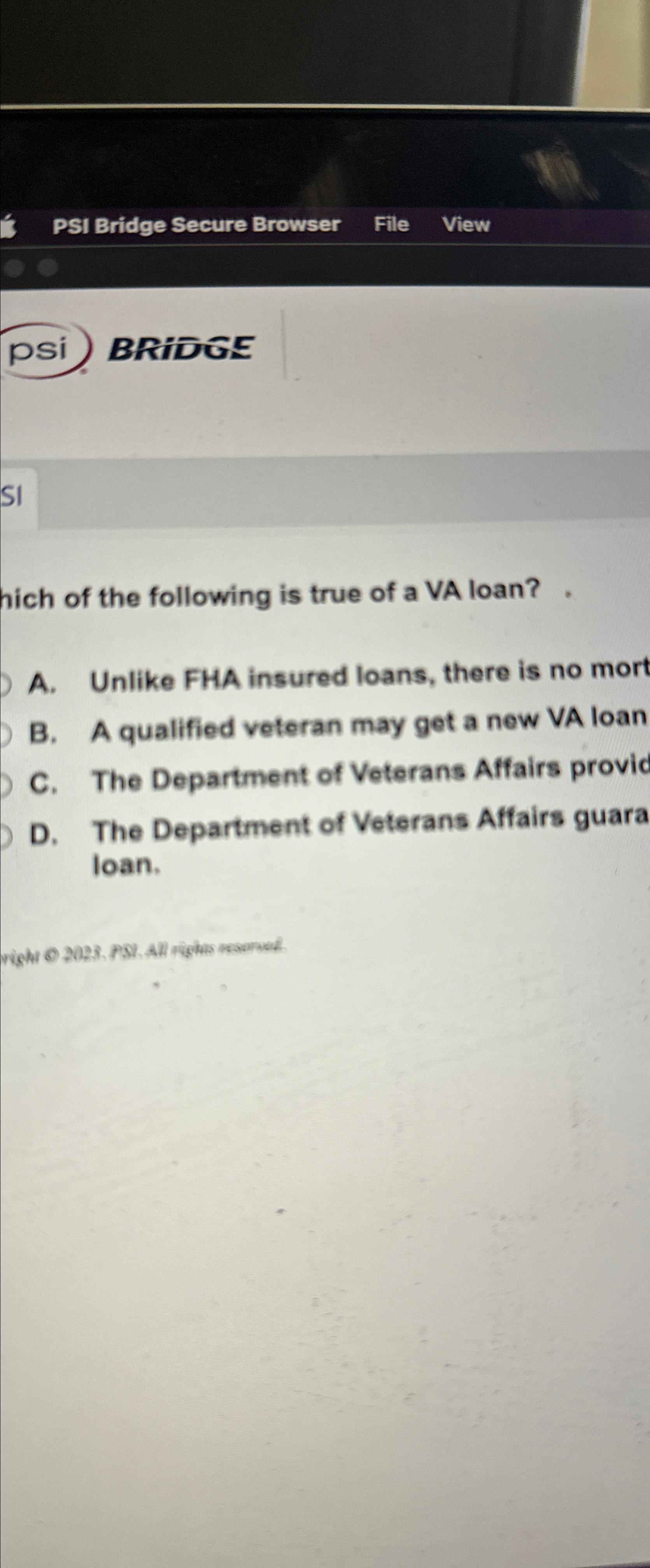 Solved PSI Bridge Secure BrowserFileViewpsiBRTETEESIhich of | Chegg.com