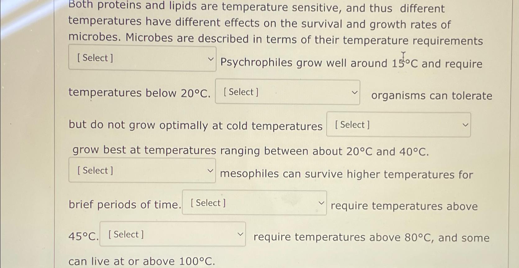 Solved Both proteins and lipids are temperature sensitive, | Chegg.com