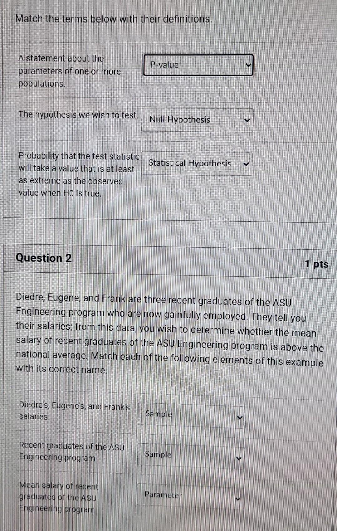 Solved Match the terms below with their definitions. P-value | Chegg.com