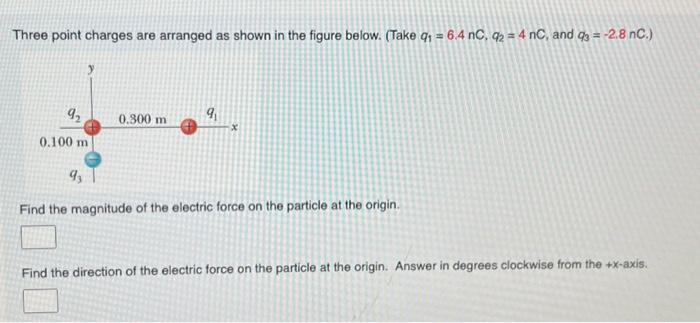 Solved Three point charges are arranged as shown in the | Chegg.com