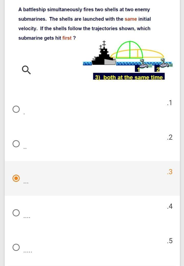 A battleship simultaneously fires two shells at two | Chegg.com