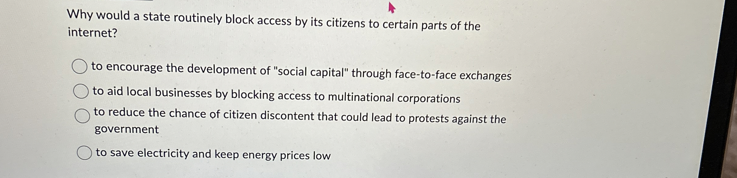 Solved Why would a state routinely block access by its | Chegg.com