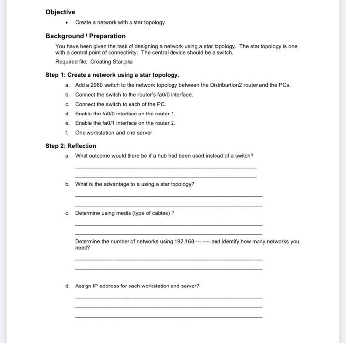 Solved Design the following Network Creating Topologies | Chegg.com