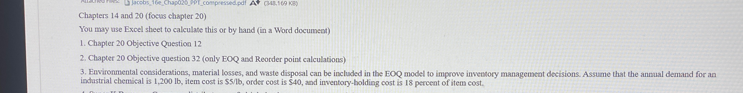 Solved Environmental considerations, material losses, and | Chegg.com