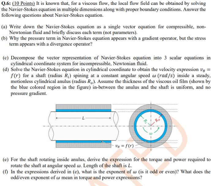 Solved Q.6: (10 ﻿Points) ﻿It is known that, for a viscous | Chegg.com