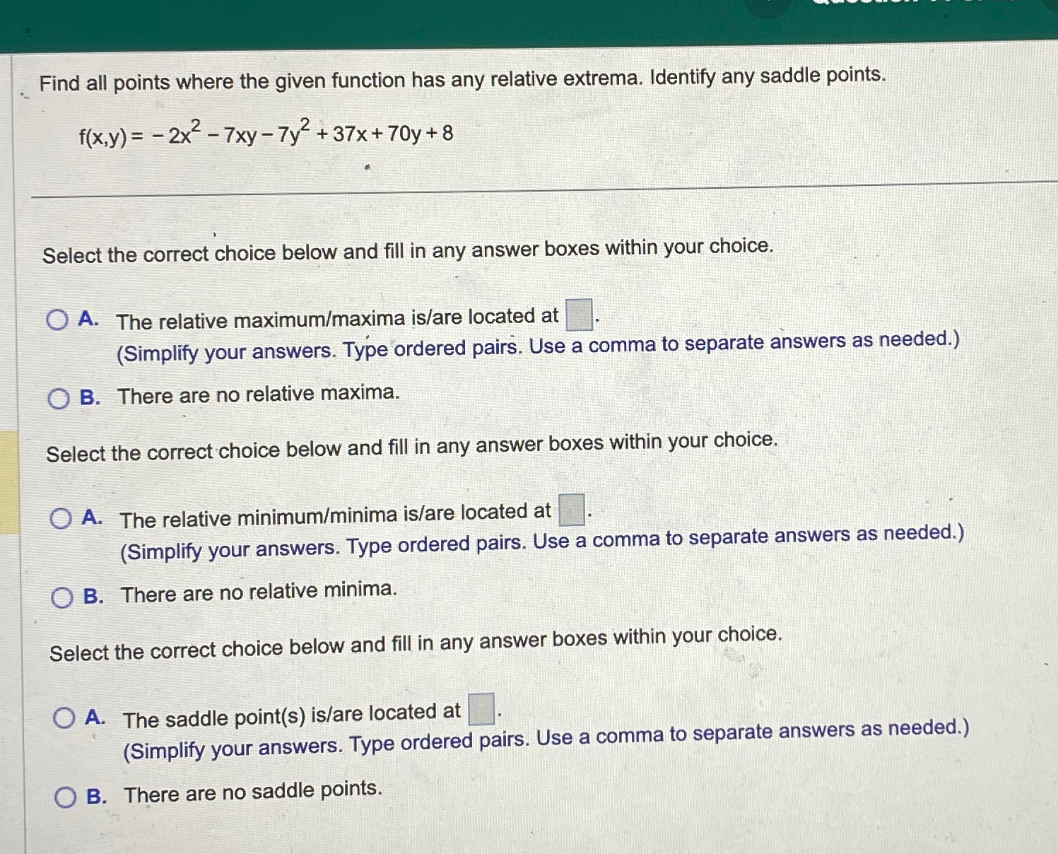 Solved Find all points where the given function has any | Chegg.com