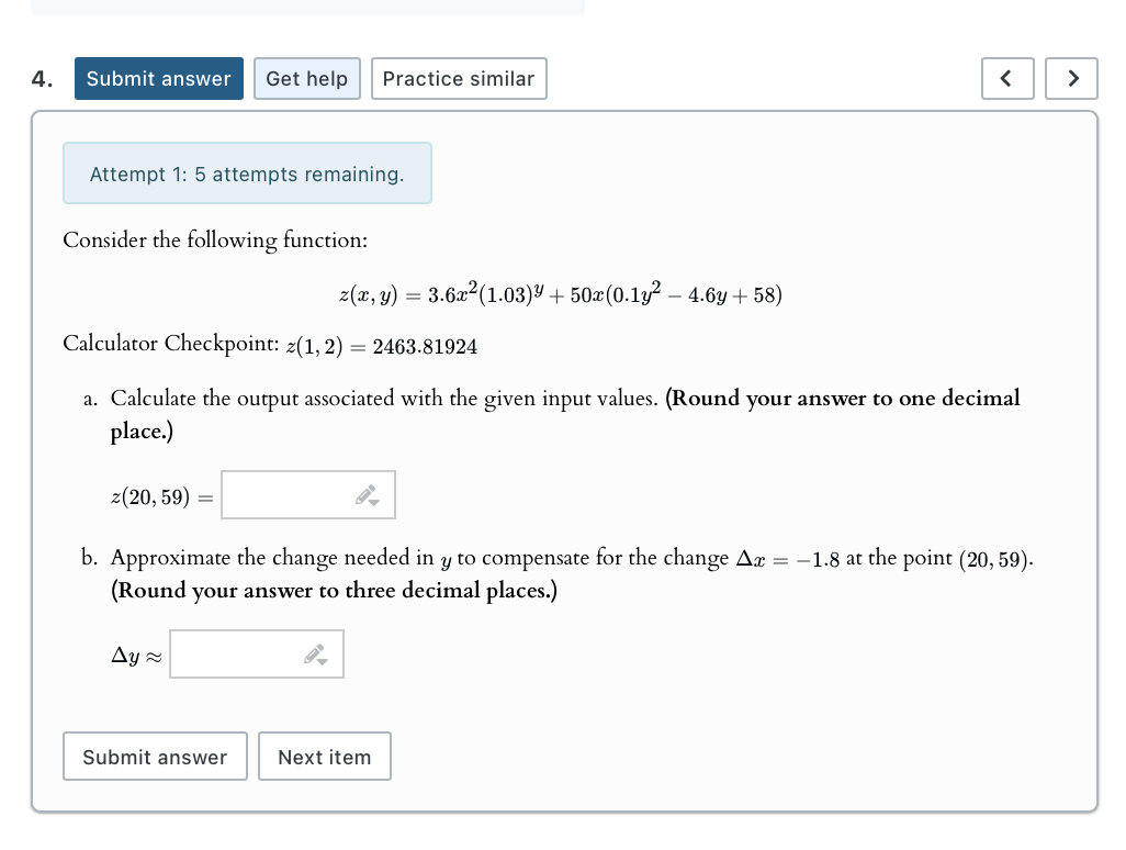 Solved Attempt 1: 5 ﻿attempts remaining.Consider the | Chegg.com