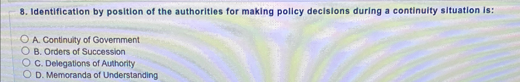 Solved Identification by position of the authorities for | Chegg.com