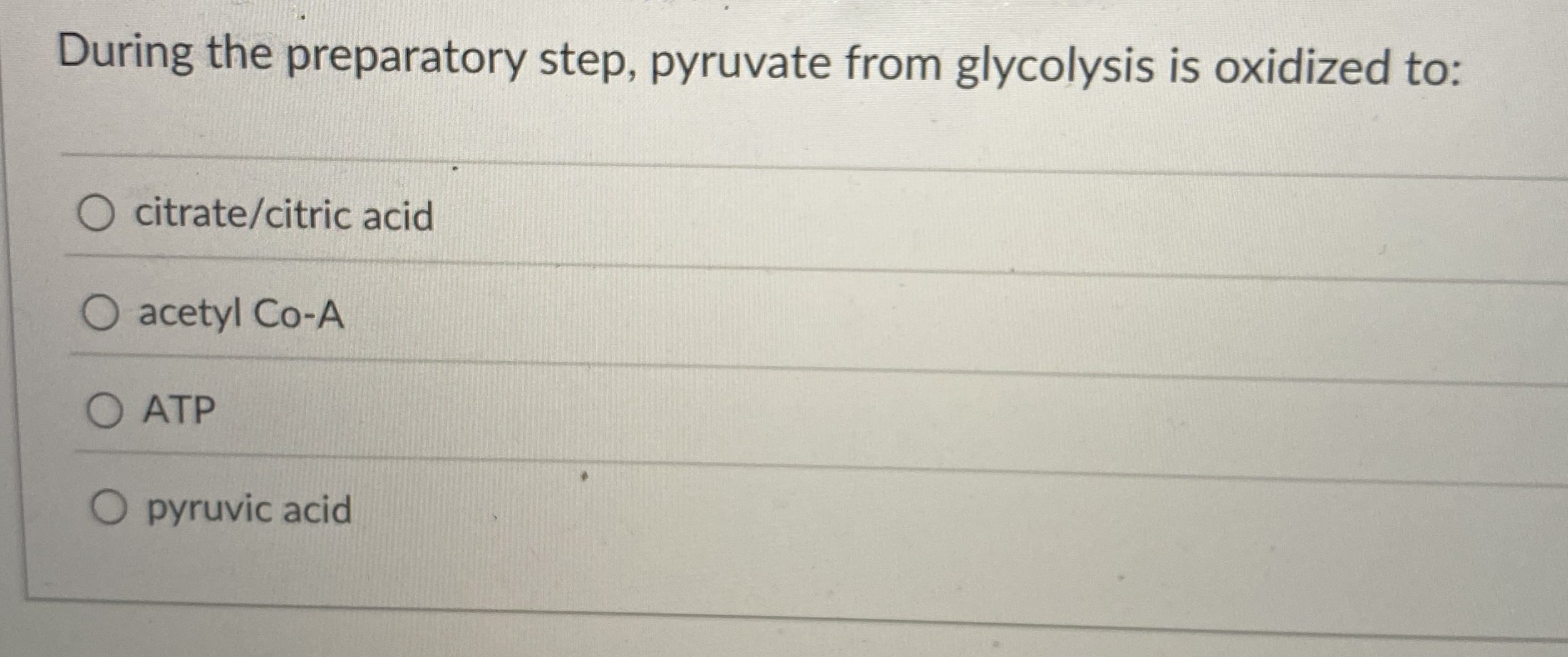 Solved During the preparatory step, pyruvate from glycolysis | Chegg.com