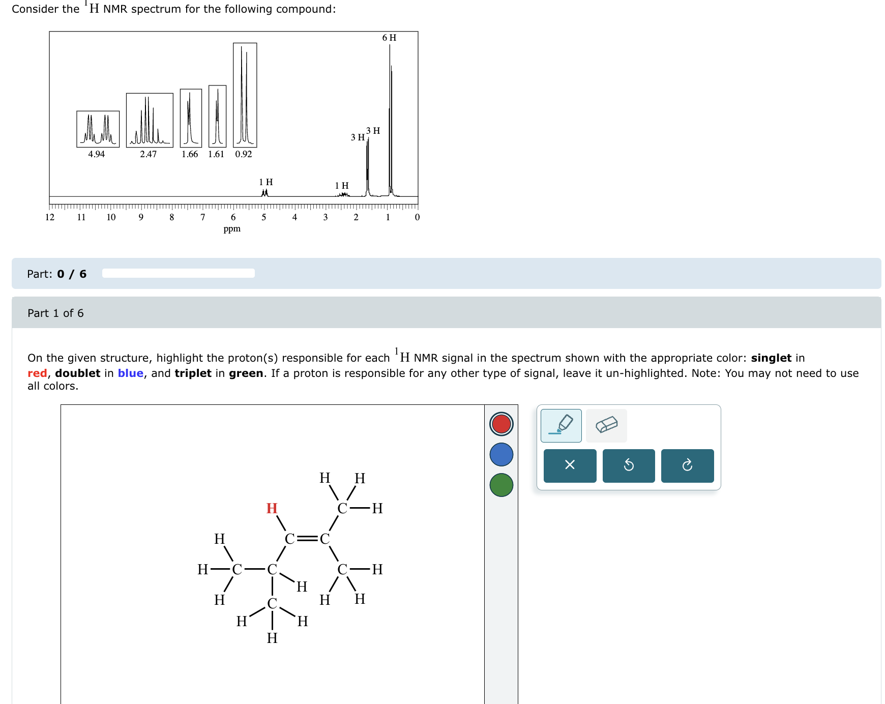 Solved Consider the 1H NMR spectrum for the following | Chegg.com