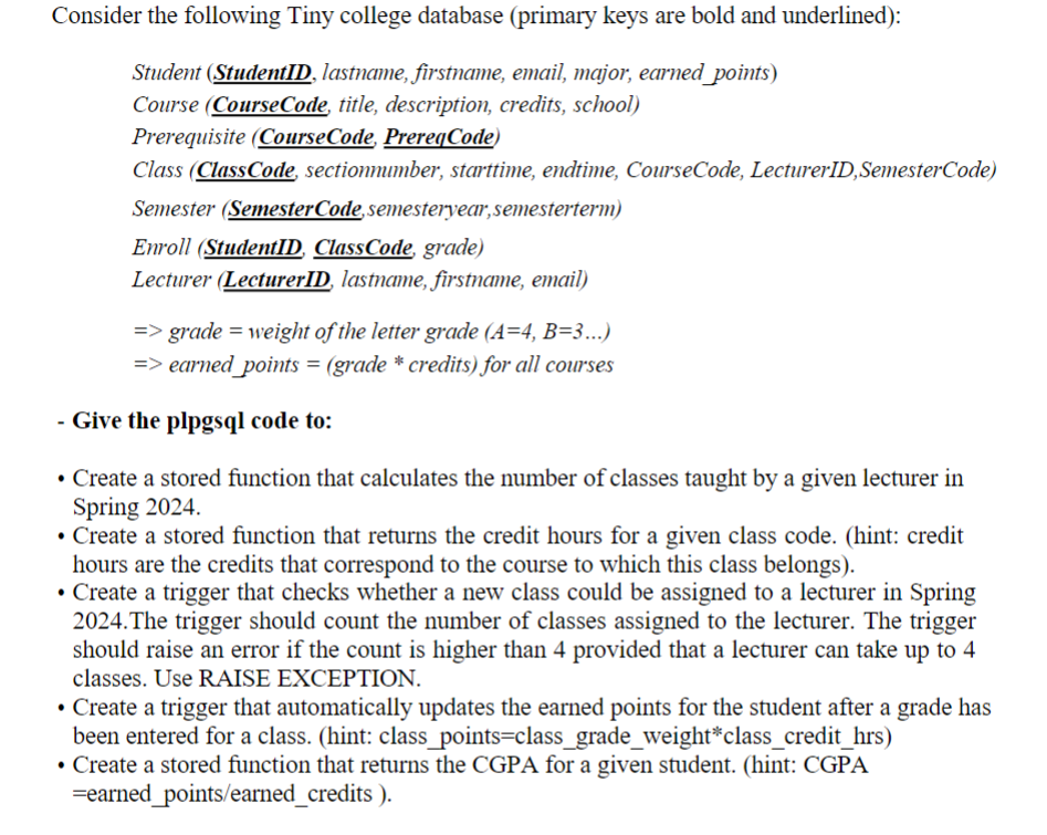 Solved Consider the following Tiny college database (primary | Chegg.com