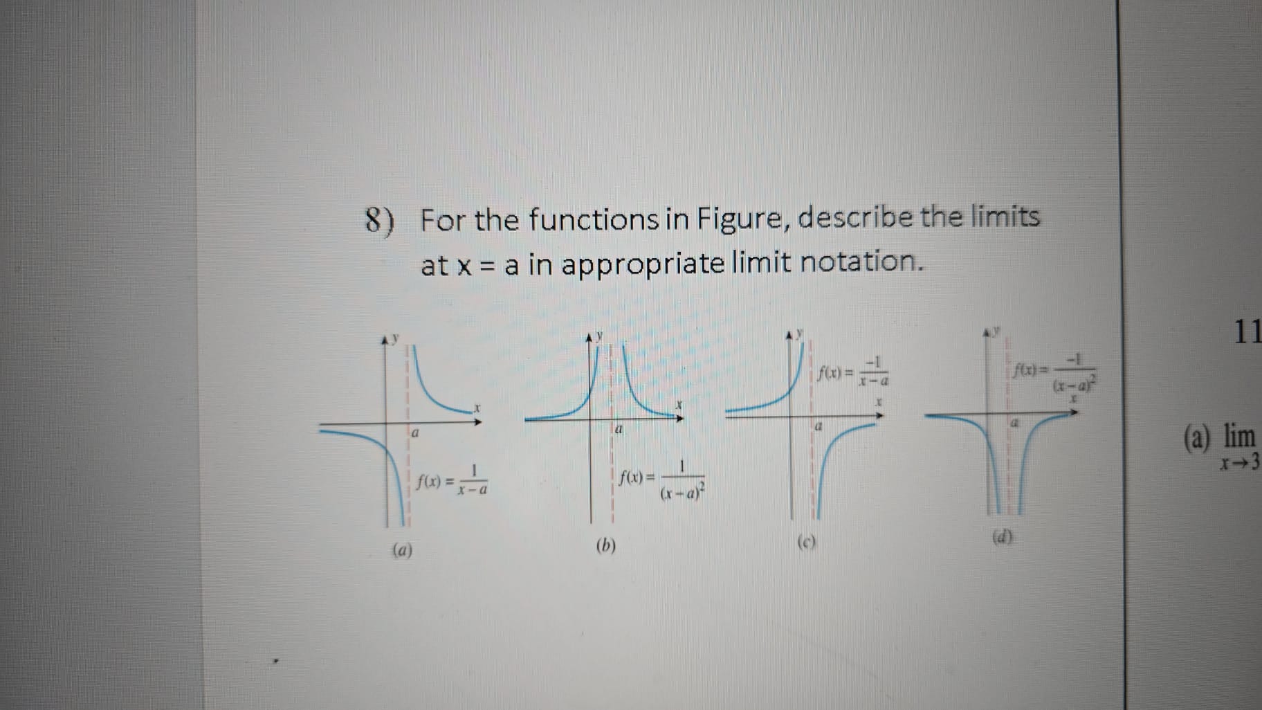 Solved 8) ﻿For the functions in Figure, describe the limits | Chegg.com