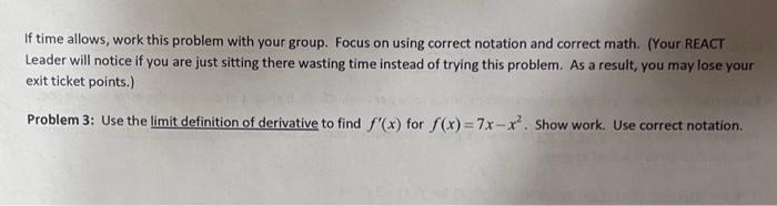 Solved If time allows, work this problem with your group. | Chegg.com