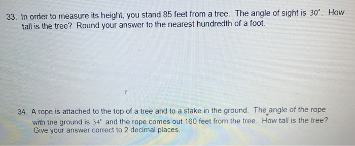 Solved 33. In order to measure its height, you stand 85 feet | Chegg.com
