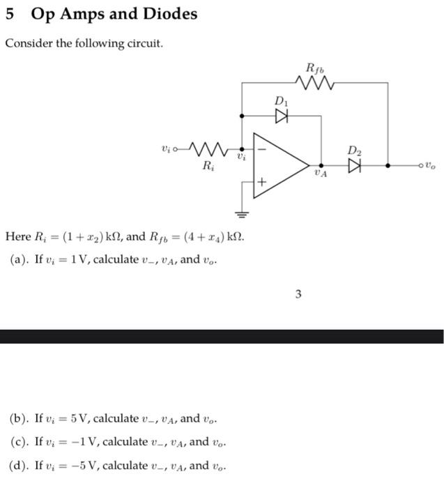 Solved 5 Op Amps and Diodes Consider the following circuit. | Chegg.com