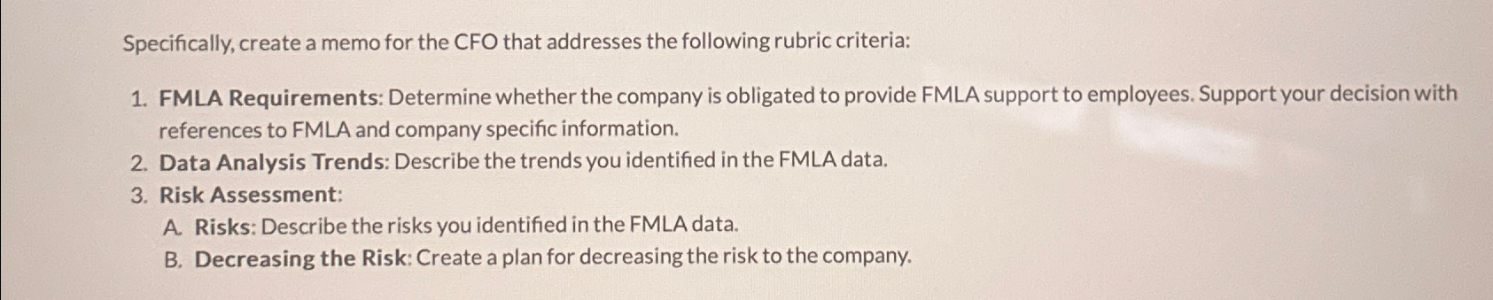 Solved Specifically, create a memo for the CFO that | Chegg.com