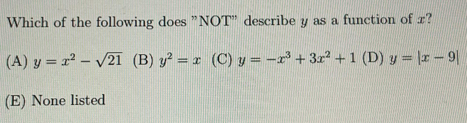 Solved Which of the following does "NOT" describe y ﻿as a | Chegg.com