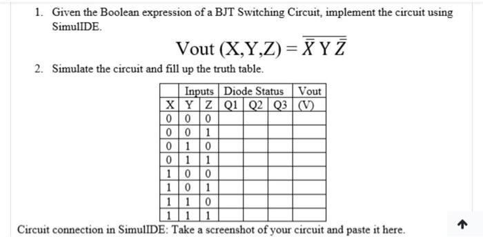 Solved 1 Given The Boolean Expression Of A Bjt Switching 