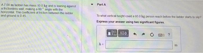 Solved A 7.00 m ladder has mass 10.0 kg and is leaning | Chegg.com