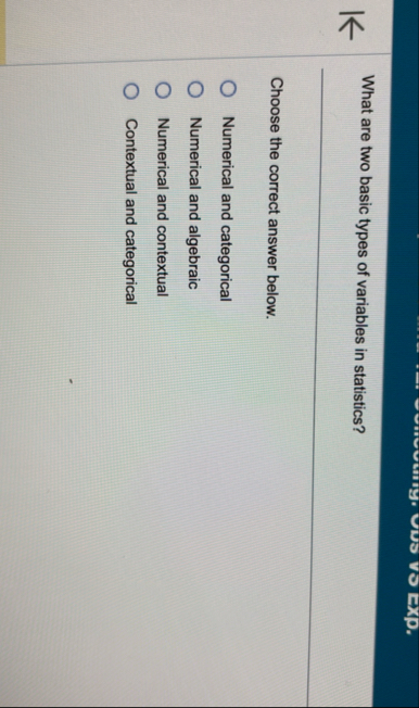 Solved What are two basic types of variables in | Chegg.com