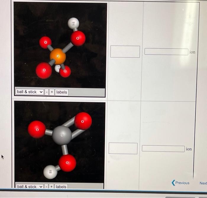 3D model Formula Name ion ball & stick V + labels ion | Chegg.com