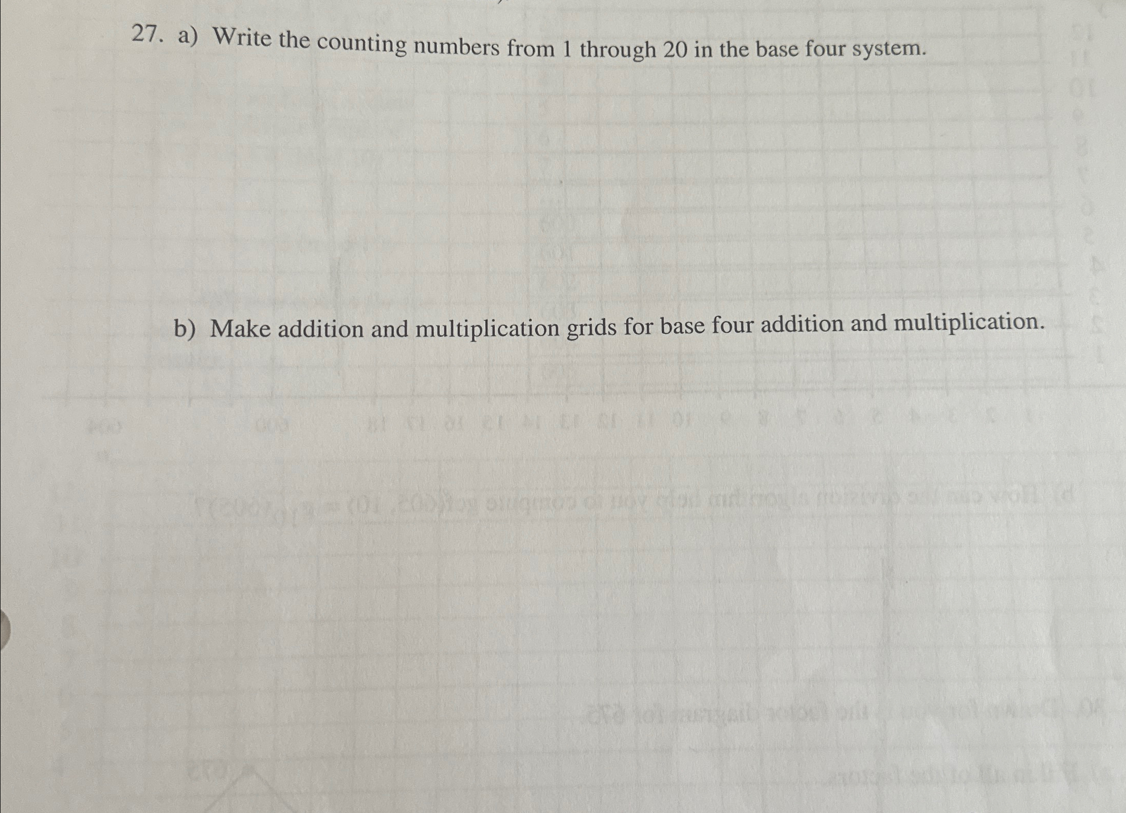 Solved a) ﻿Write the counting numbers from 1 ﻿through 20 ﻿in | Chegg.com