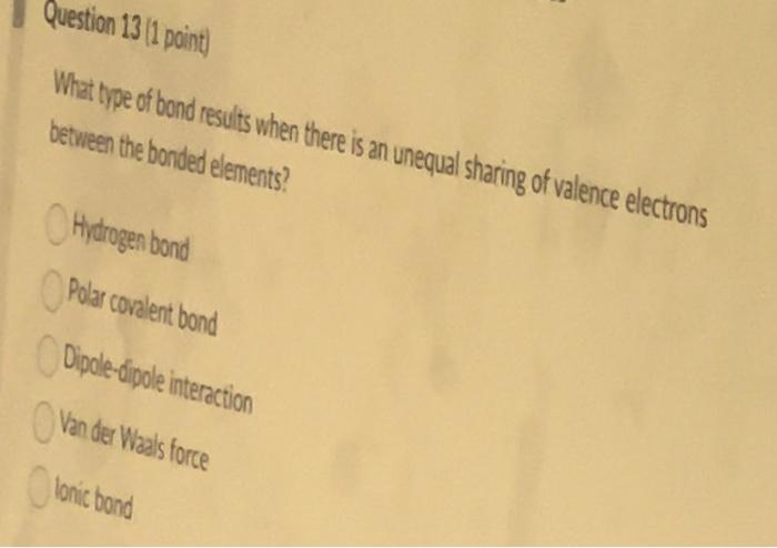 Solved What thpe of bond results when there is an unequal | Chegg.com
