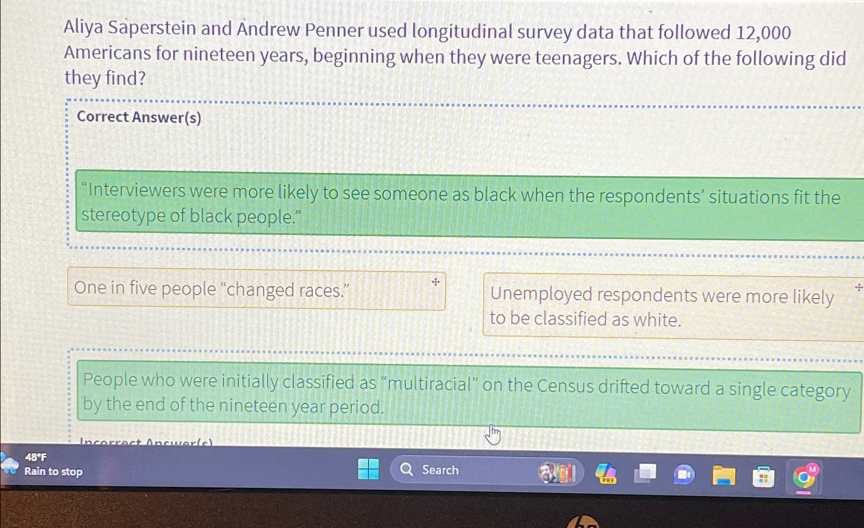 Solved Aliya Saperstein and Andrew Penner used longitudinal | Chegg.com