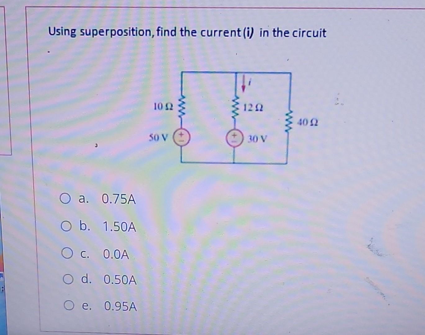 Solved Using superposition, find the current(i) in the | Chegg.com