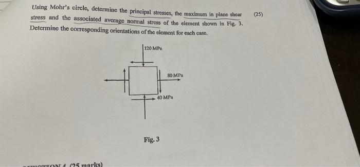 Solved Using Mohr's circle, determine the principal | Chegg.com