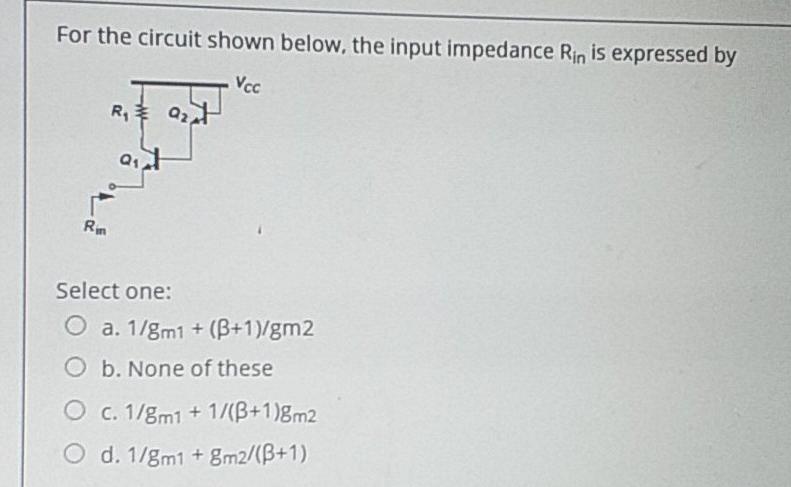 Solved For the circuit shown below, the input impedance Rin | Chegg.com