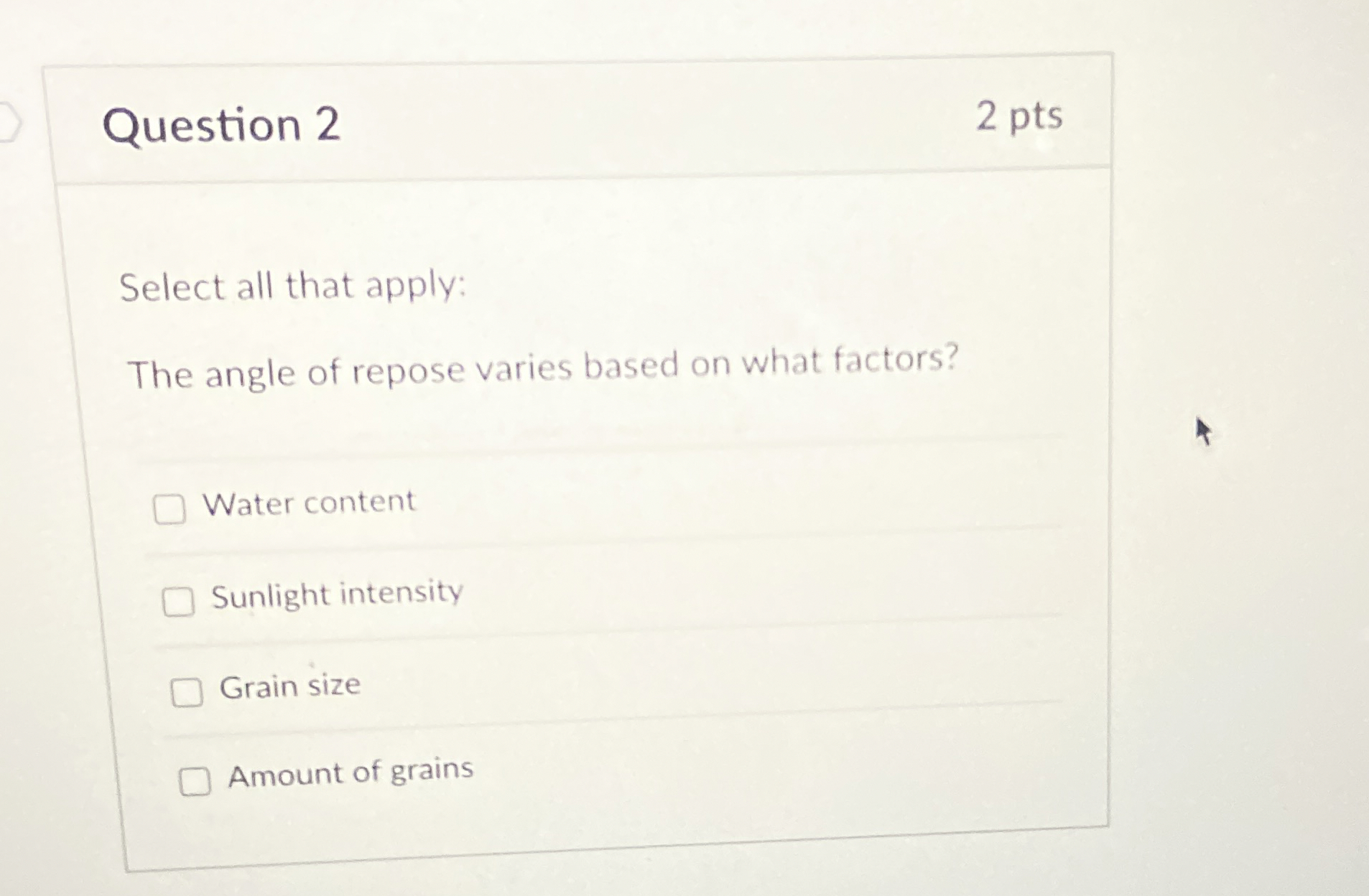 Solved Question 22 ﻿ptsSelect all that apply:The angle of | Chegg.com