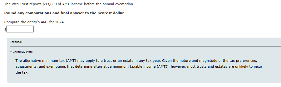 Solved Exercise 30-13 (Algorithmic) (LO. 1)The Wes Trust | Chegg.com