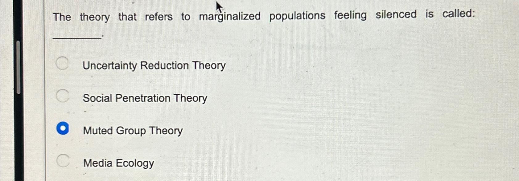 Solved The theory that refers to marginalized populations | Chegg.com