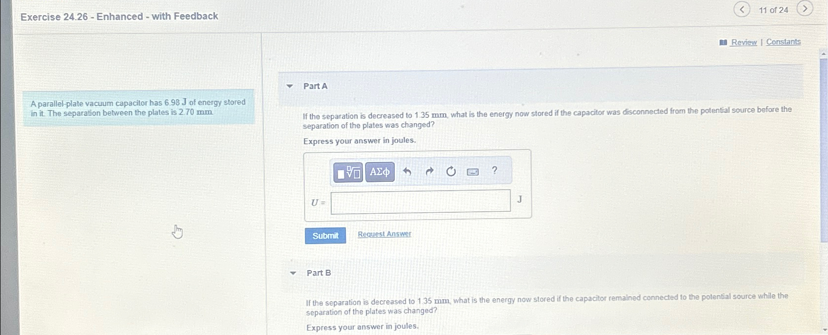 Solved Exercise 24.26 - ﻿Enhanced - ﻿with Feedback11 ﻿of | Chegg.com