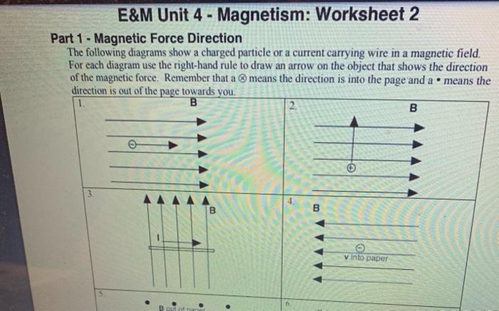 Solved E&M Unit 4 - Magnetism: Worksheet 2 Part 1 - Magnetic | Chegg.com
