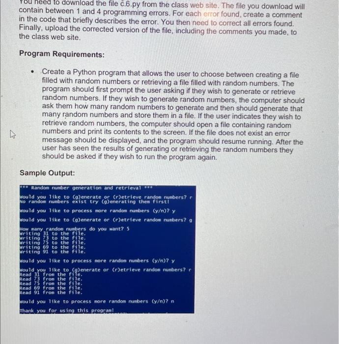 Solved You need to download the file ċ.6.py from the class | Chegg.com