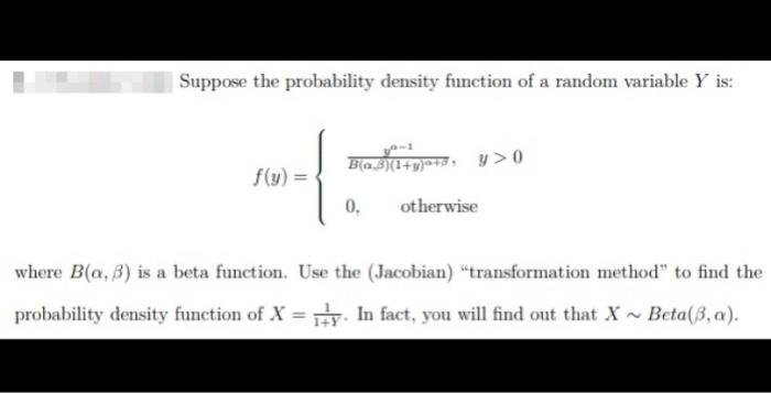 Solved Suppose the probability density function of a random | Chegg.com